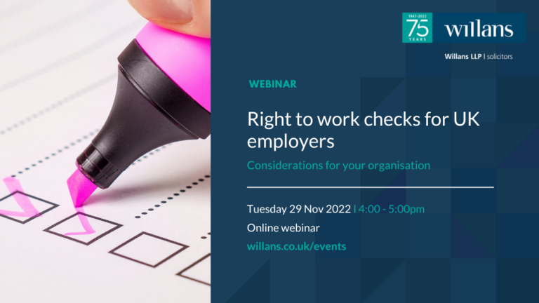 A guide to right to work checks for UK employers (webinar) - Willans