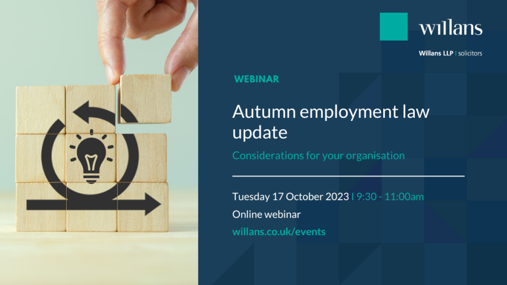 Autumn employment law update (webinar) - Willans