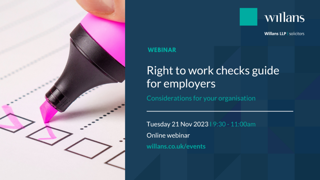 Right to work checks guide for employers (webinar) - Willans